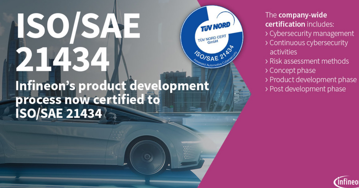 Infineon achieves ISO/SAE 21434 process certification - International ...